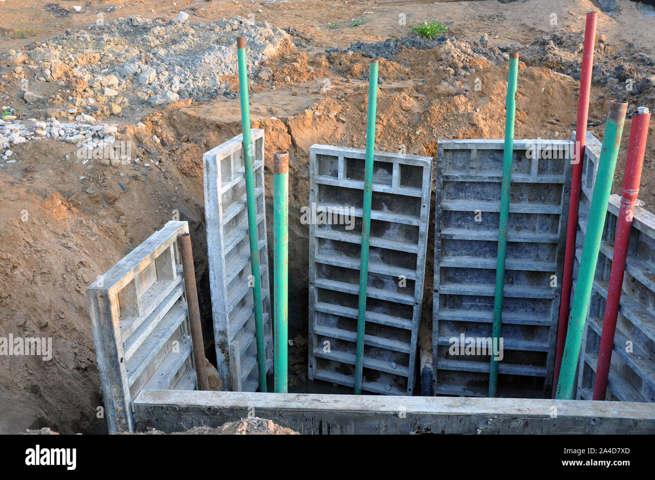 Industrial professional formwork for pouring concrete foundation Stock ...