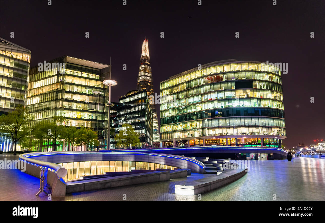 More London Riverside and the Shard at night Stock Photo - Alamy