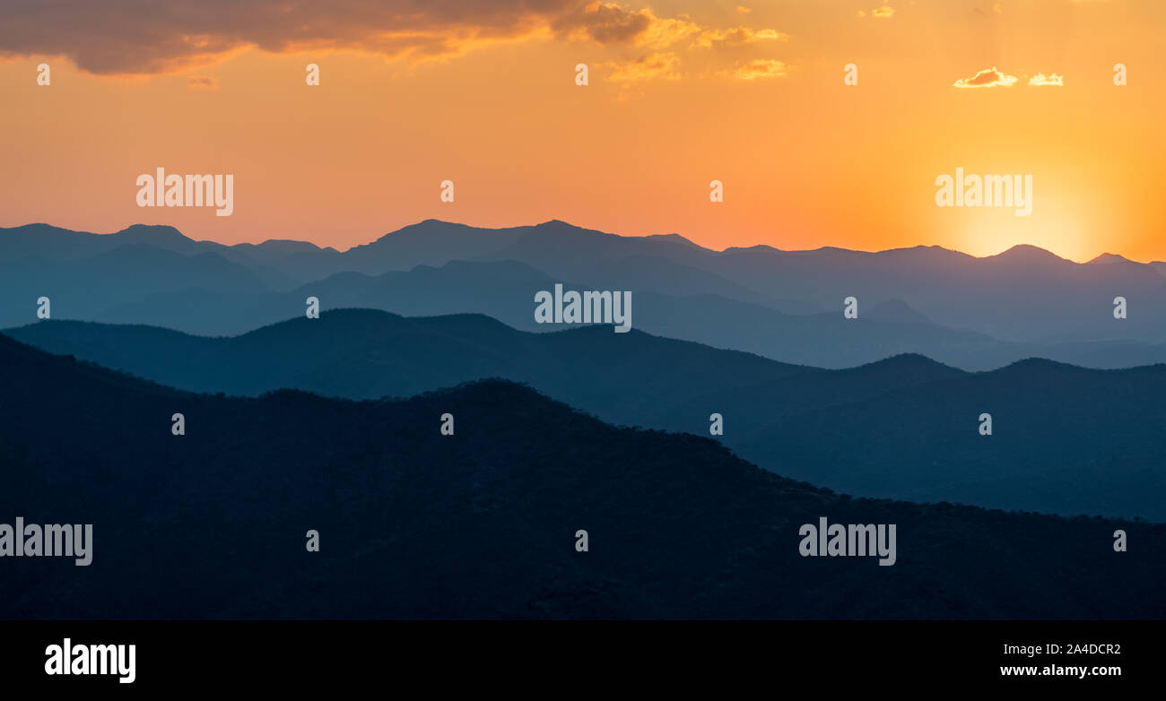 Sunset over mountains in South Mexico Stock Photo - Alamy