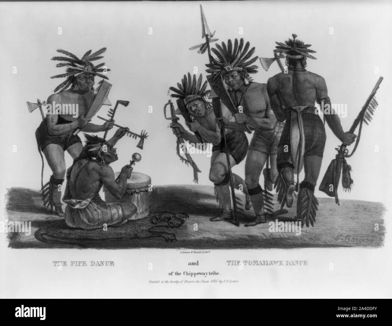 The pipe dance and the tomahawk dance / F. Barinsou Stock Photo - Alamy