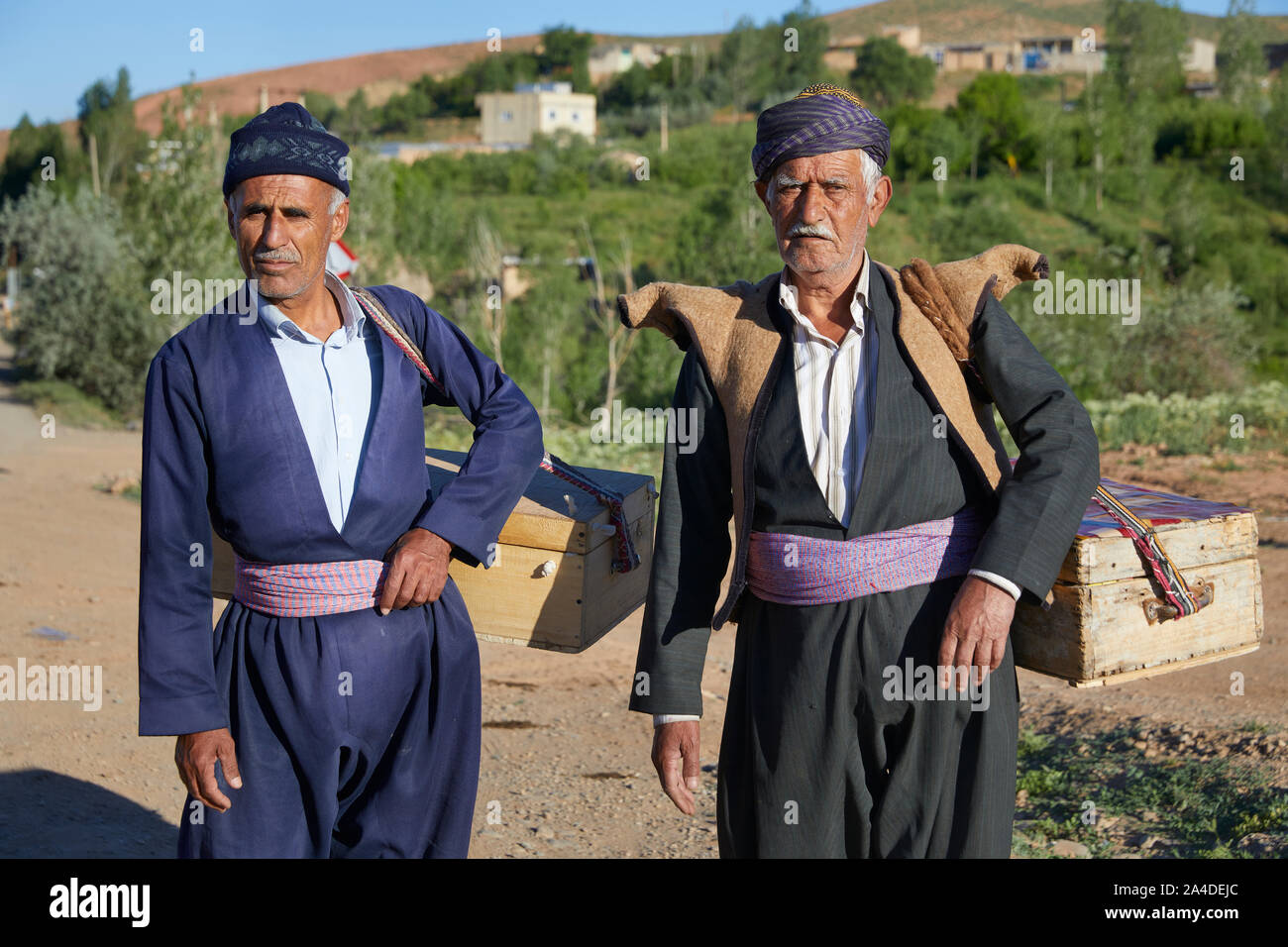 At Takab, Iran. 04th June, 2017. Two Kurdish men near the temple and ...