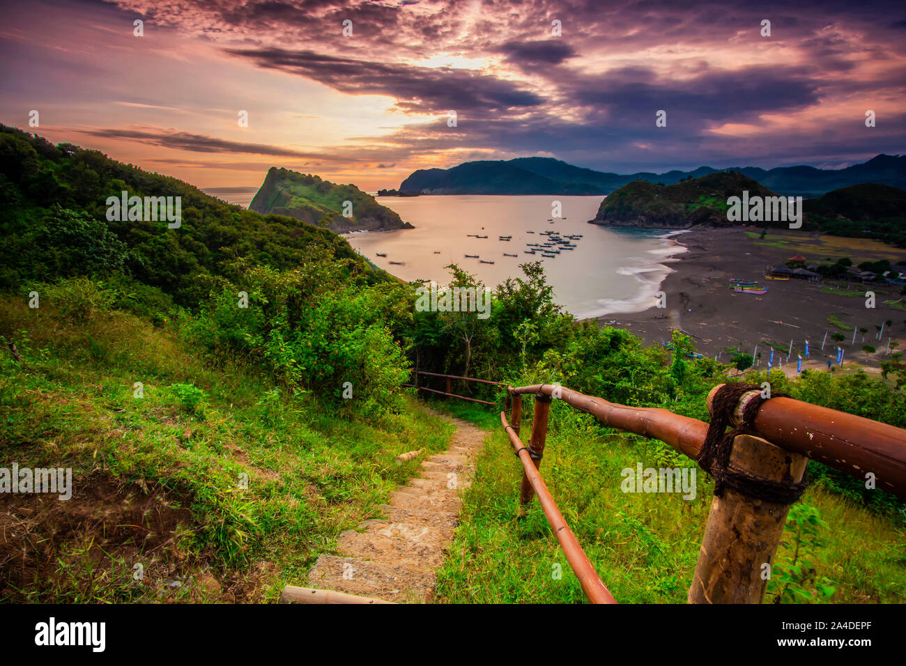 Payangan Beach at sunset, Jember, Indonesia Stock Photo - Alamy