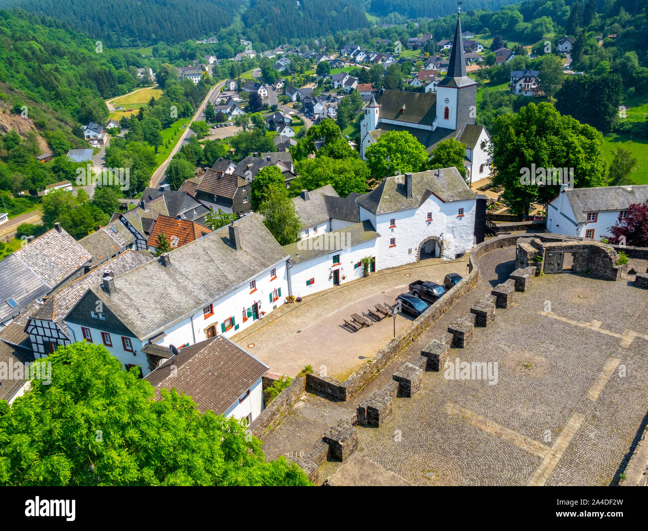 Aerial View Of A Castle On The Rhine High Resolution Stock Photography ...