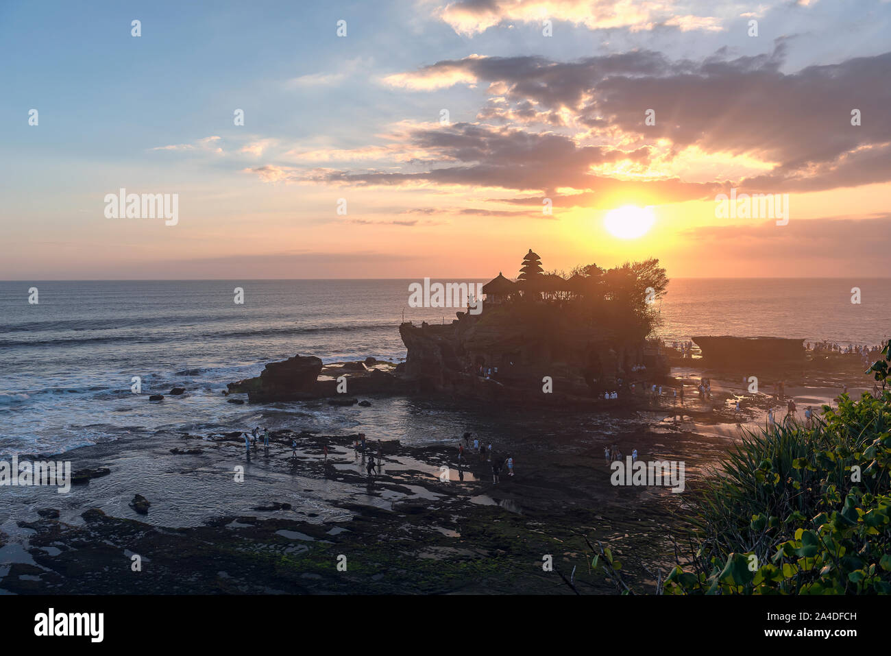 Beautiful Sunset View of Tanah Lot Temple in Bali Island Stock Photo ...