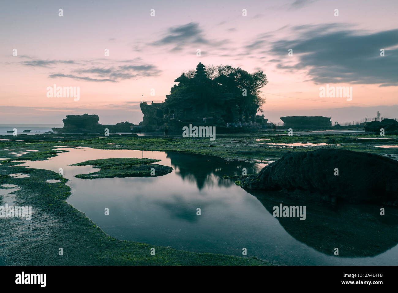 Beautiful Sunset View of Tanah Lot Temple in Bali Island Stock Photo ...