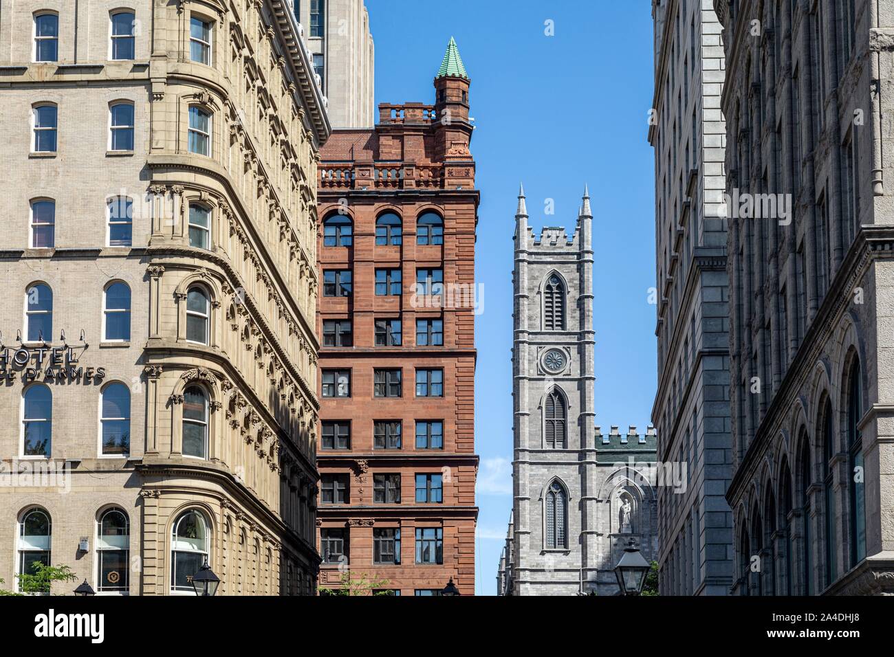 BUILDINGS IN THE OLD TOWN AND THE CATHEDRAL'S TOWER, MONTREAL, QUEBEC ...