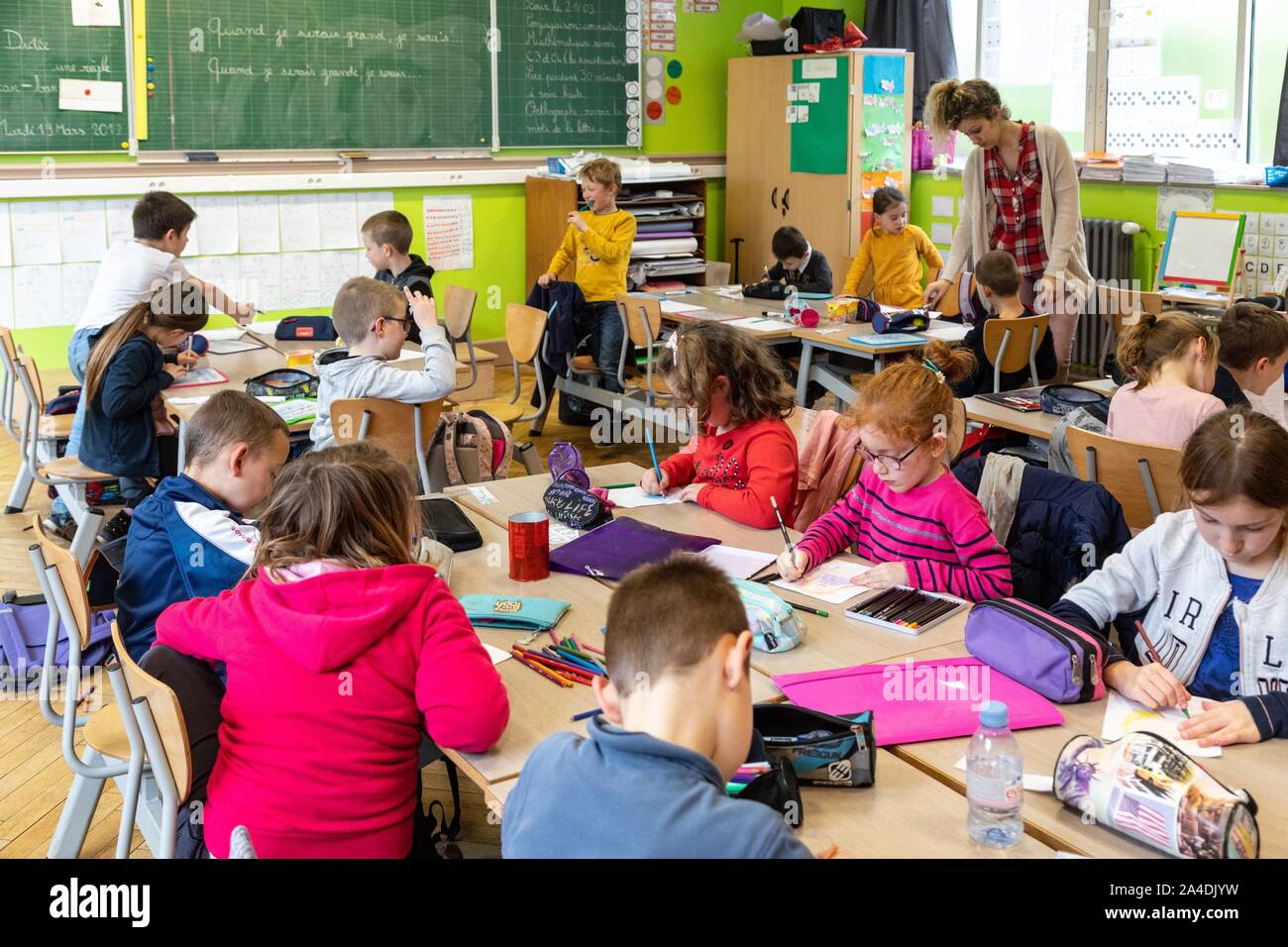 FIRST AND SECOND YEAR PUPILS, PRIMARY SCHOOL IN THE TOWN OF RUGLES ...