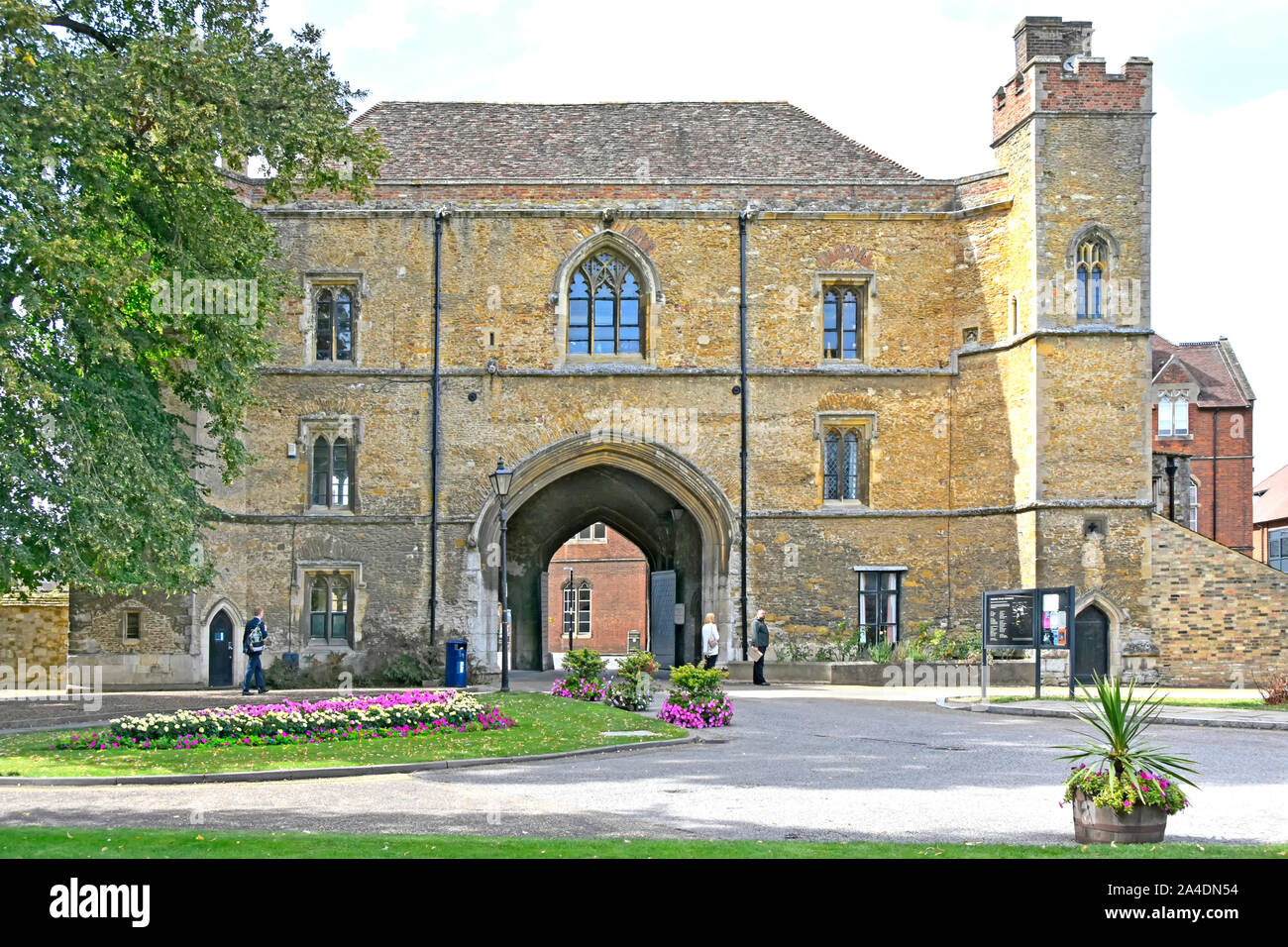 Old Porta gate 14th century historical gateway to Ely monastery ...