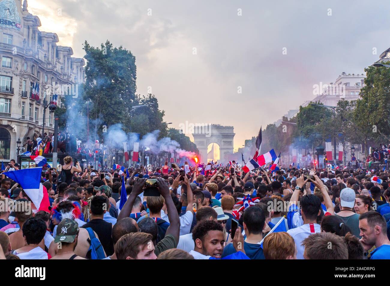 Paris world cup arc flag hi-res stock photography and images - Alamy