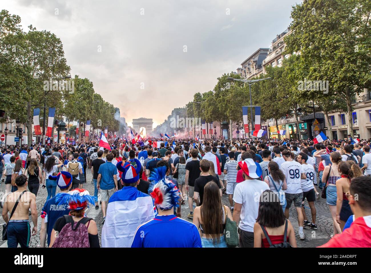 Paris world cup arc flag hi-res stock photography and images - Alamy
