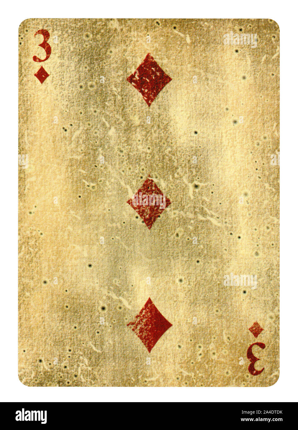 Three of Diamond playing card - isolated on white (clipping path ...
