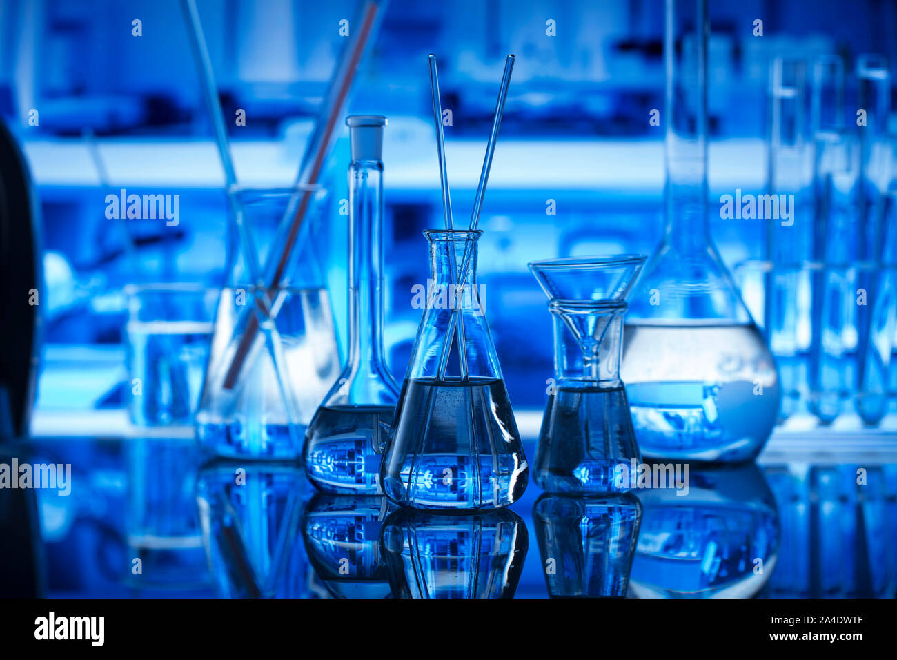Science laboratory concept background. Microscope and laboratory ...