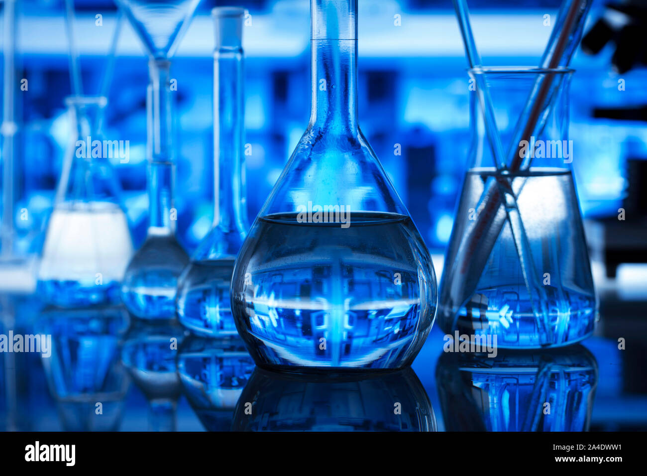 Science laboratory concept background. Microscope and laboratory ...