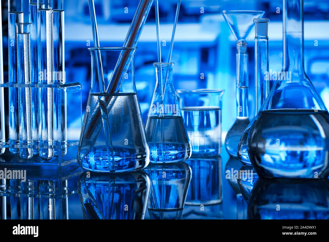 Science laboratory concept background. Microscope and laboratory ...