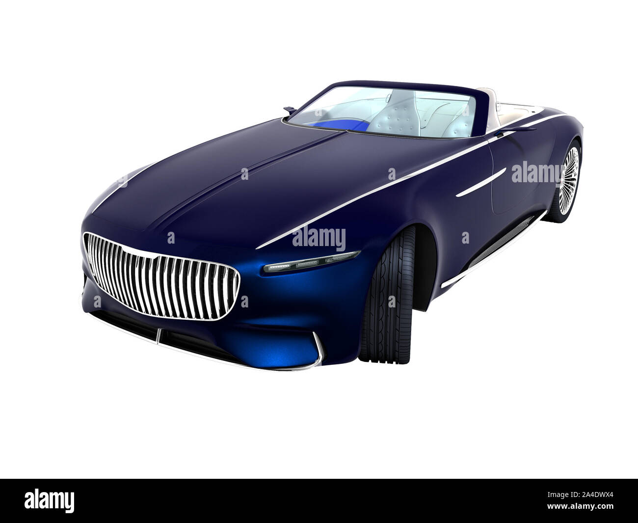 Modern blue electric car convertible perspective view 3d render on ...
