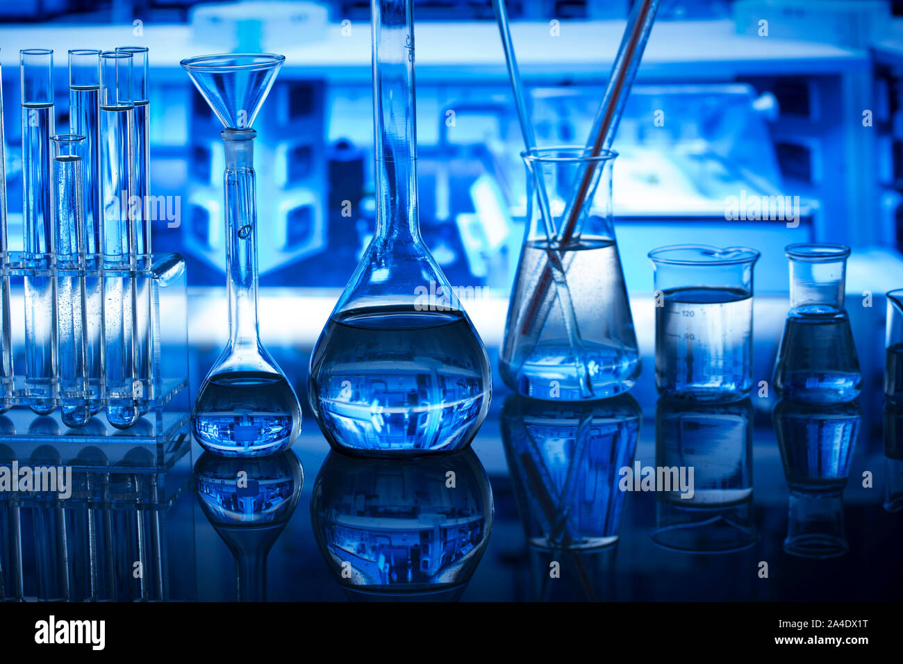Science laboratory concept background. Microscope and laboratory ...
