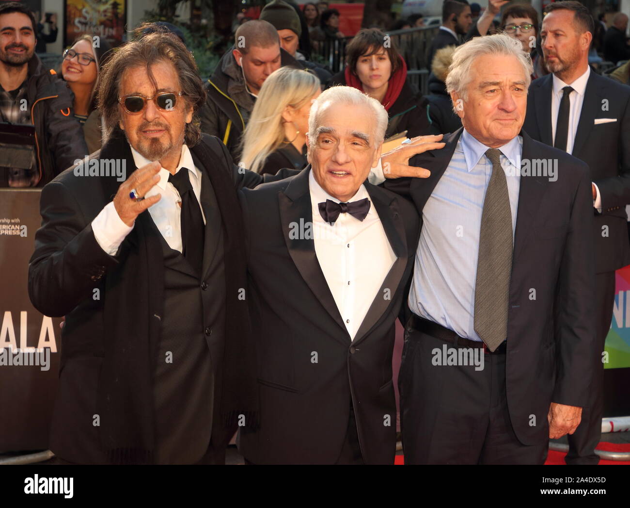 London, UK. 13th Oct, 2019. Al Pacino, Martin Scorsese and Robert De ...