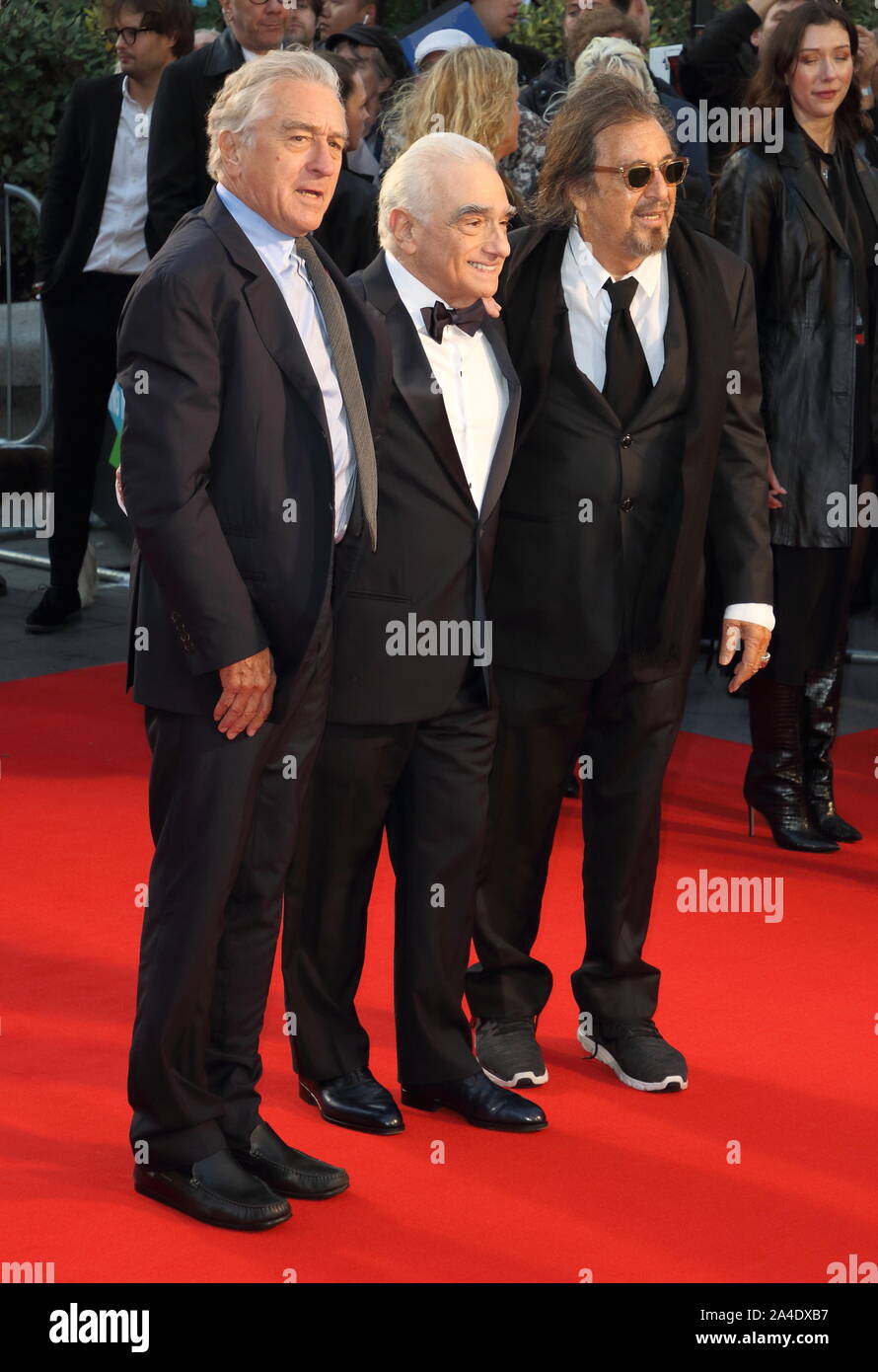 London, UK. 13th Oct, 2019. Al Pacino, Martin Scorsese and Robert De ...