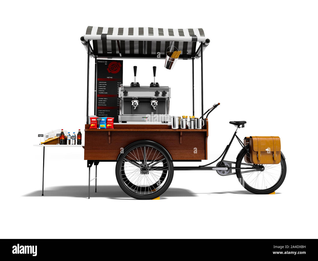 Portable coffee house on bicycle for sale coffee in park 3d render on ...