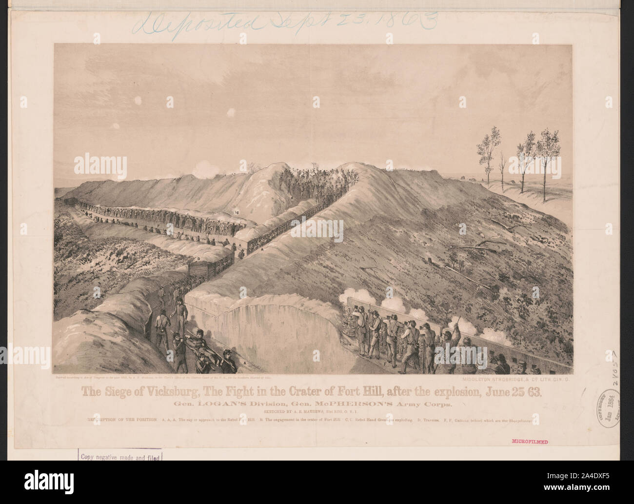 The siege of Vicksburg, the fight in the crater of Fort Hill, after the ...