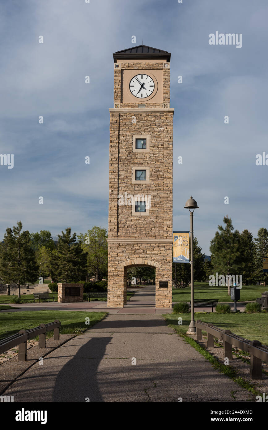 The signature clock tower at Fort Lewis College in Durango, Colorado ...