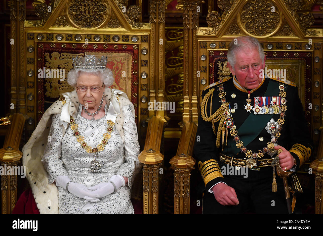 Queen Elizabeth II, the Prince of Wales and the Duchess of Cornwall ...