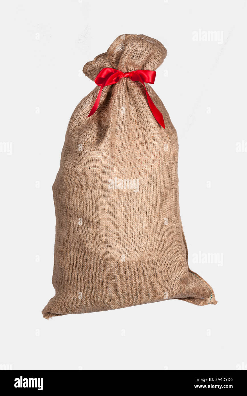 Santa claus sack on white background Stock Photo - Alamy
