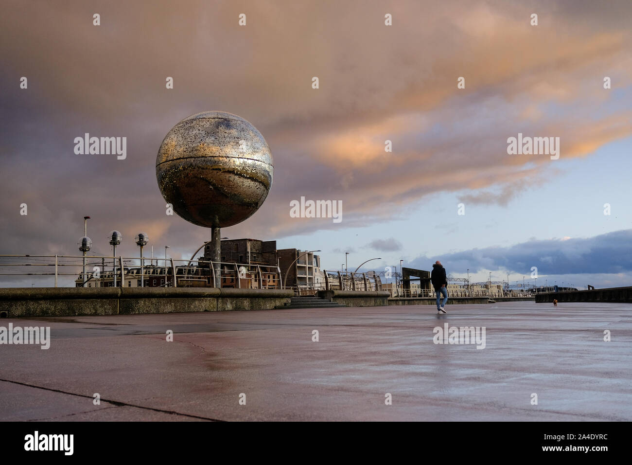 View along Blackpool Promenade and sea-front towards Blackpool Tower ...