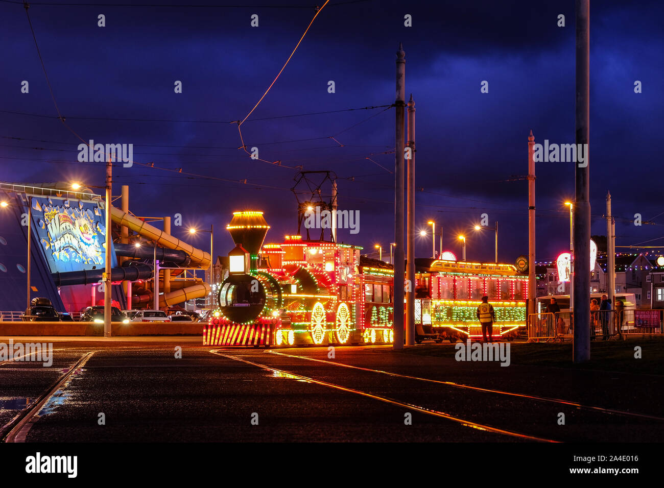 A Heritage Tram at Blackpool ready for a tour of the Illuminations ...