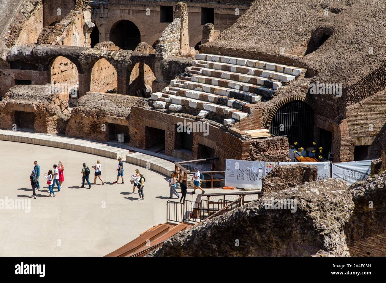 RECONSTRUCTION OF THE MARBLE SEATING, COLOSSEUM, ROME, ITALY, EUROPE ...