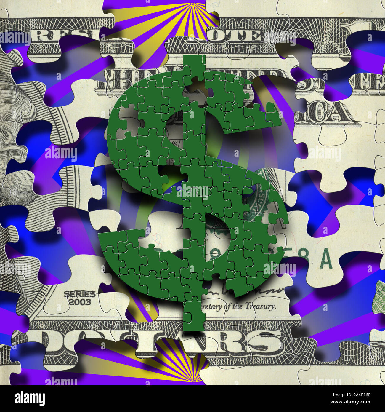 US dollar sign. Puzzle jigsaw banknote Stock Photo - Alamy