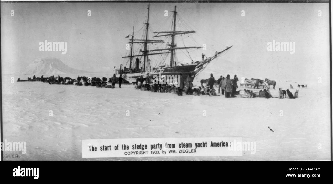 The start of the sledge party from steam yacht AMERICA Stock Photo - Alamy
