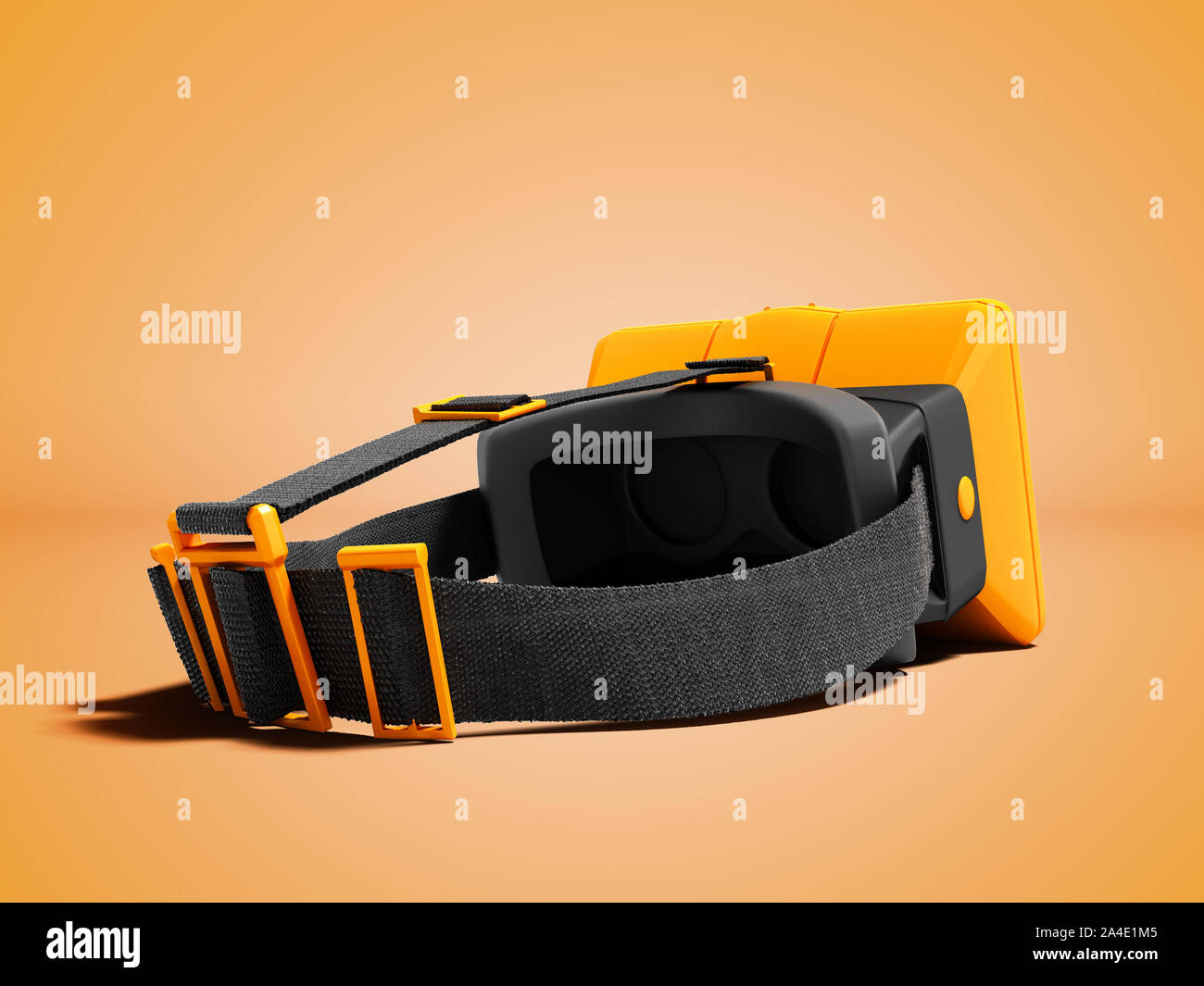 Modern orange virtual reality glasses on straps for fixing on head 3d ...
