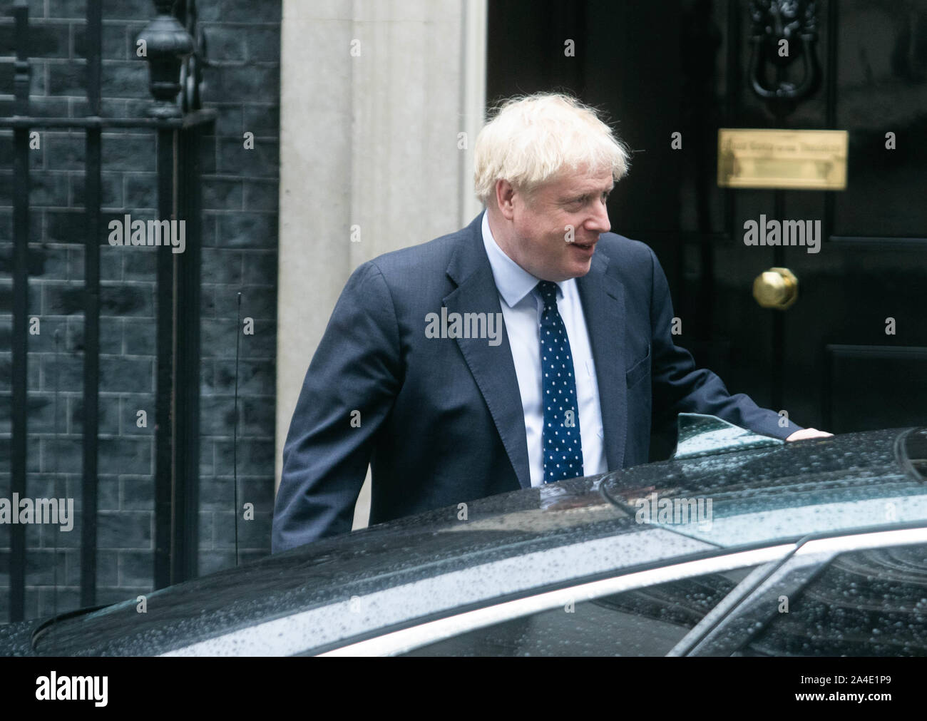 London, UK - 14 October 2019. Prime Minister Boris Johnson leaves 10 ...