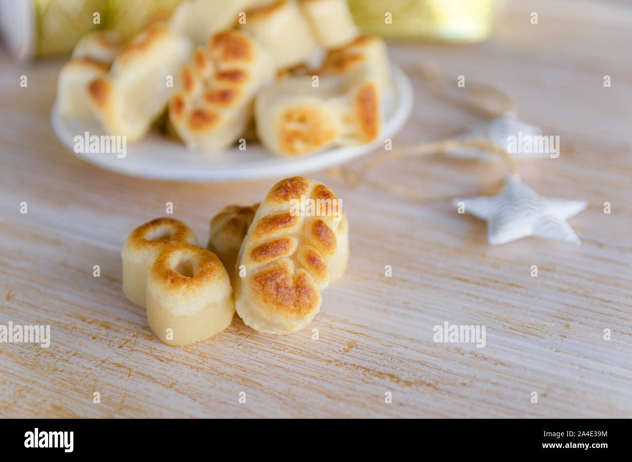 Close up of Spanish Christmas marzipan sweets, Figuritas de mazapan ...