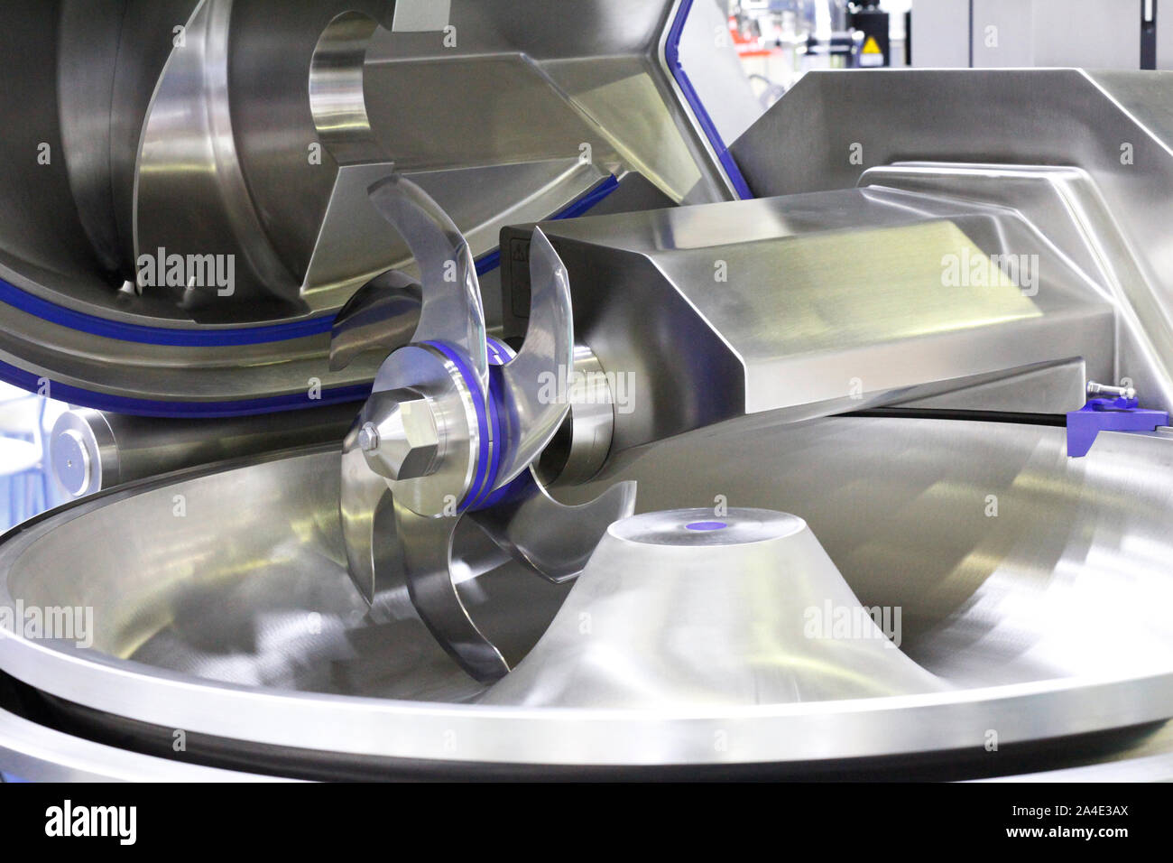 Cutter for chopping meat at a meat processing plant. Industrial cutter ...