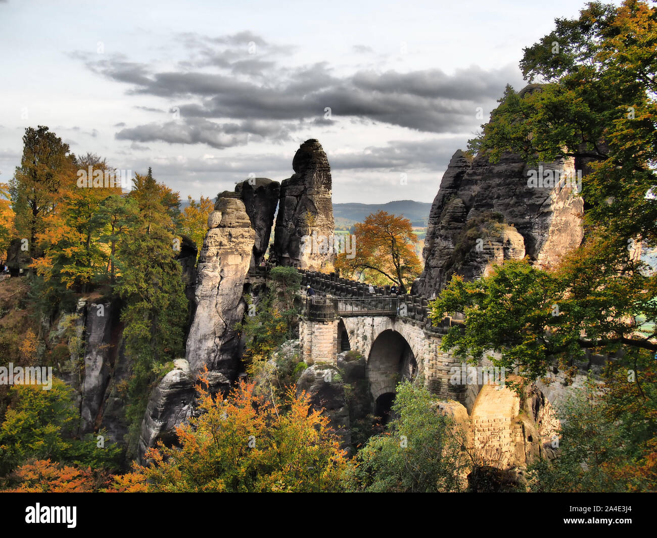 Famous bastei bridge in morning hi-res stock photography and images - Alamy