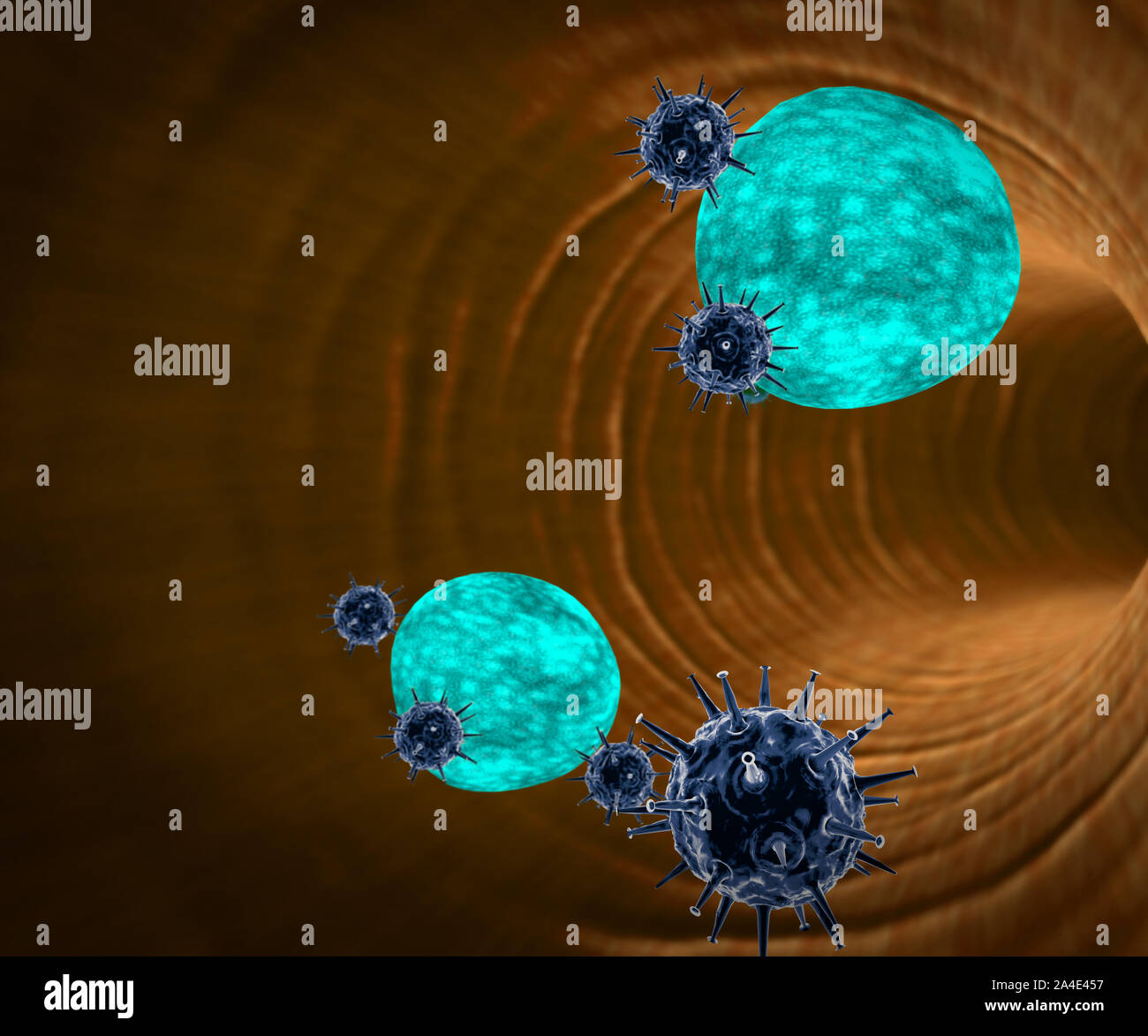 3D illustration of Human Immune System attack the virus, macrophage and ...