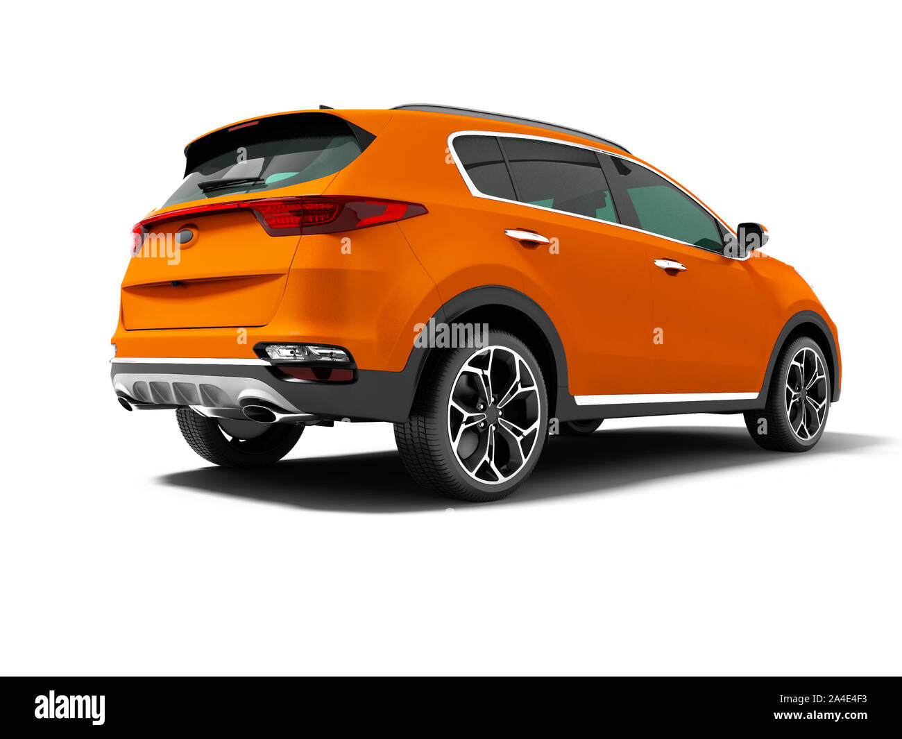 Modern orange new car crossover for trips isolated rear view 3d render ...