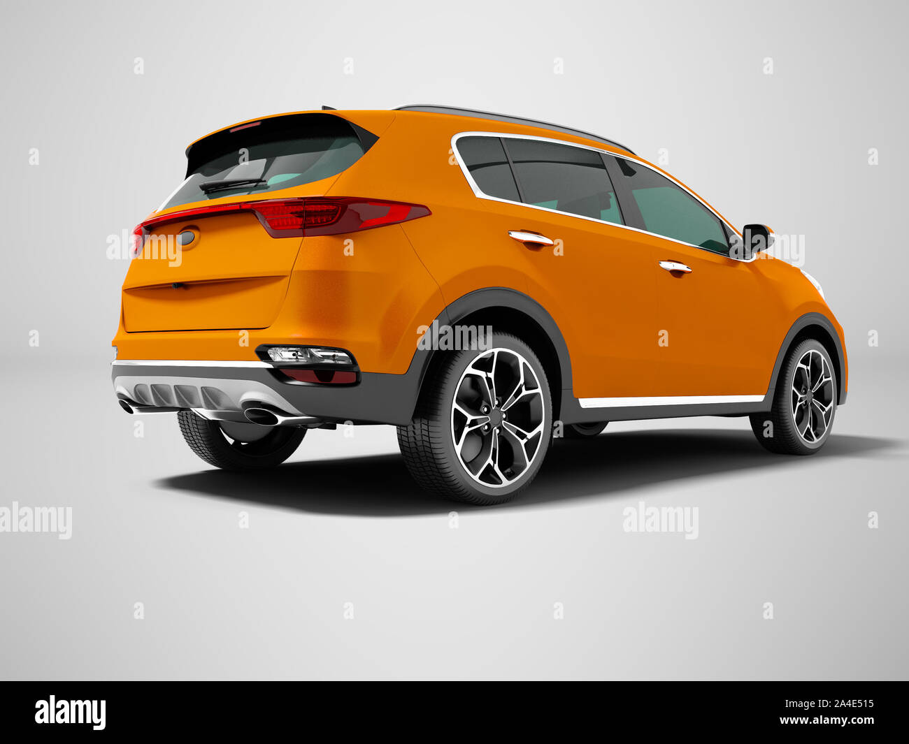 Modern orange new car crossover for trips isolated rear view 3d render ...