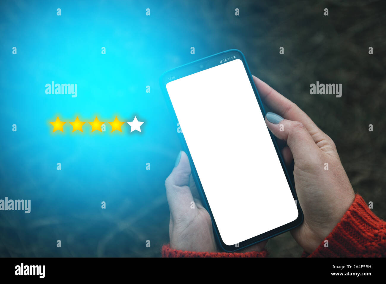 Hand holding smart phone with customer experience concept on screen ...