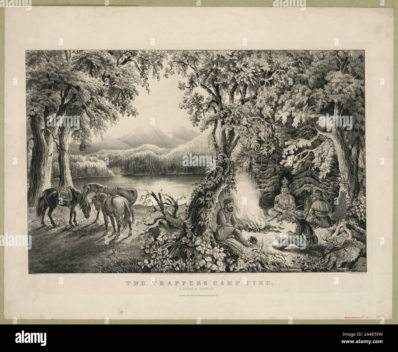 The trappers camp-fire. A friendly visitor / F.F. Palmer, del Stock ...