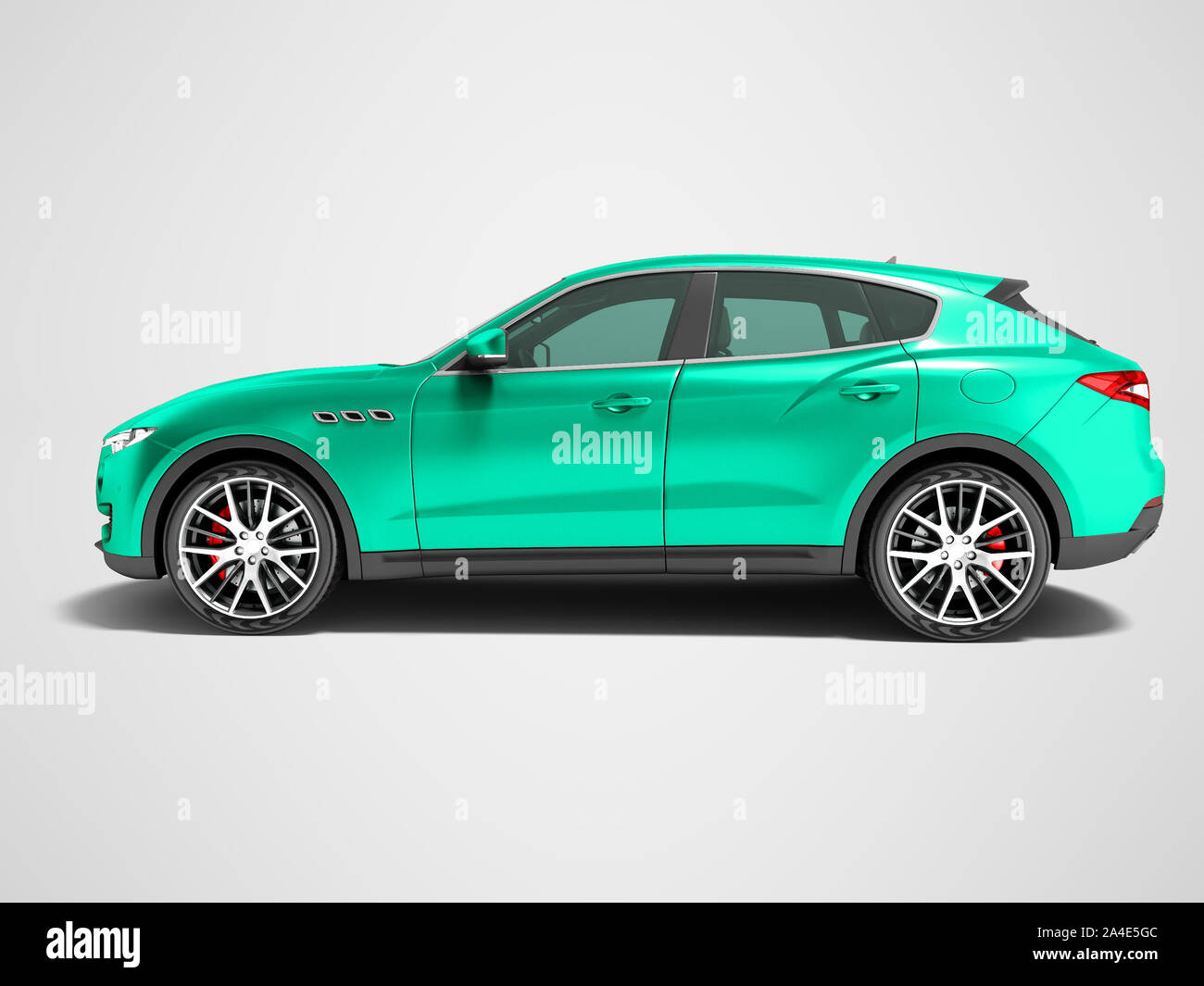 Modern turquoise car crossover for business trips side view 3D render ...
