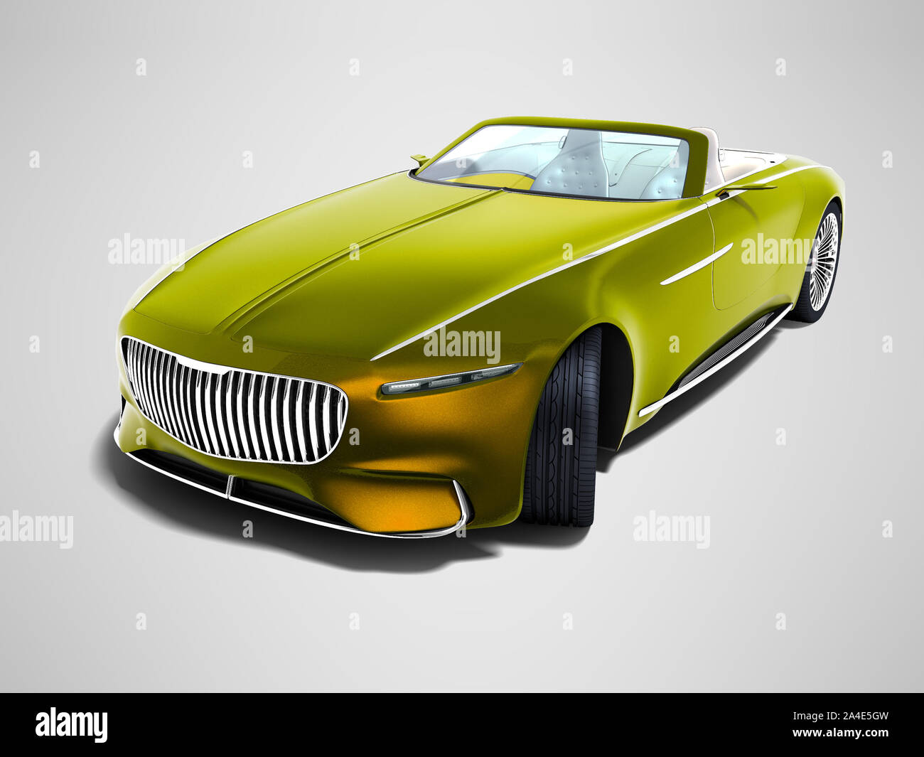 Modern yellow electric car convertible perspective view 3d render on ...