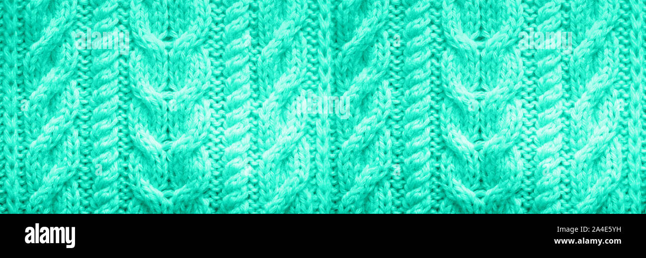 Knitted texture. Pattern fabric made of wool in mint color. Background ...