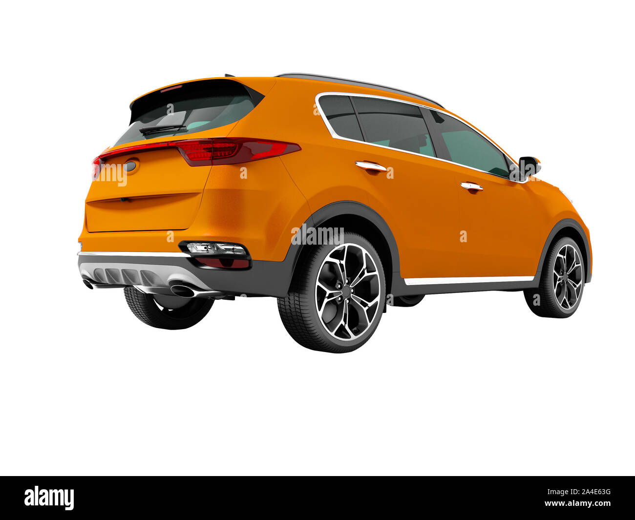 Modern orange new car crossover for trips isolated rear view 3d render ...