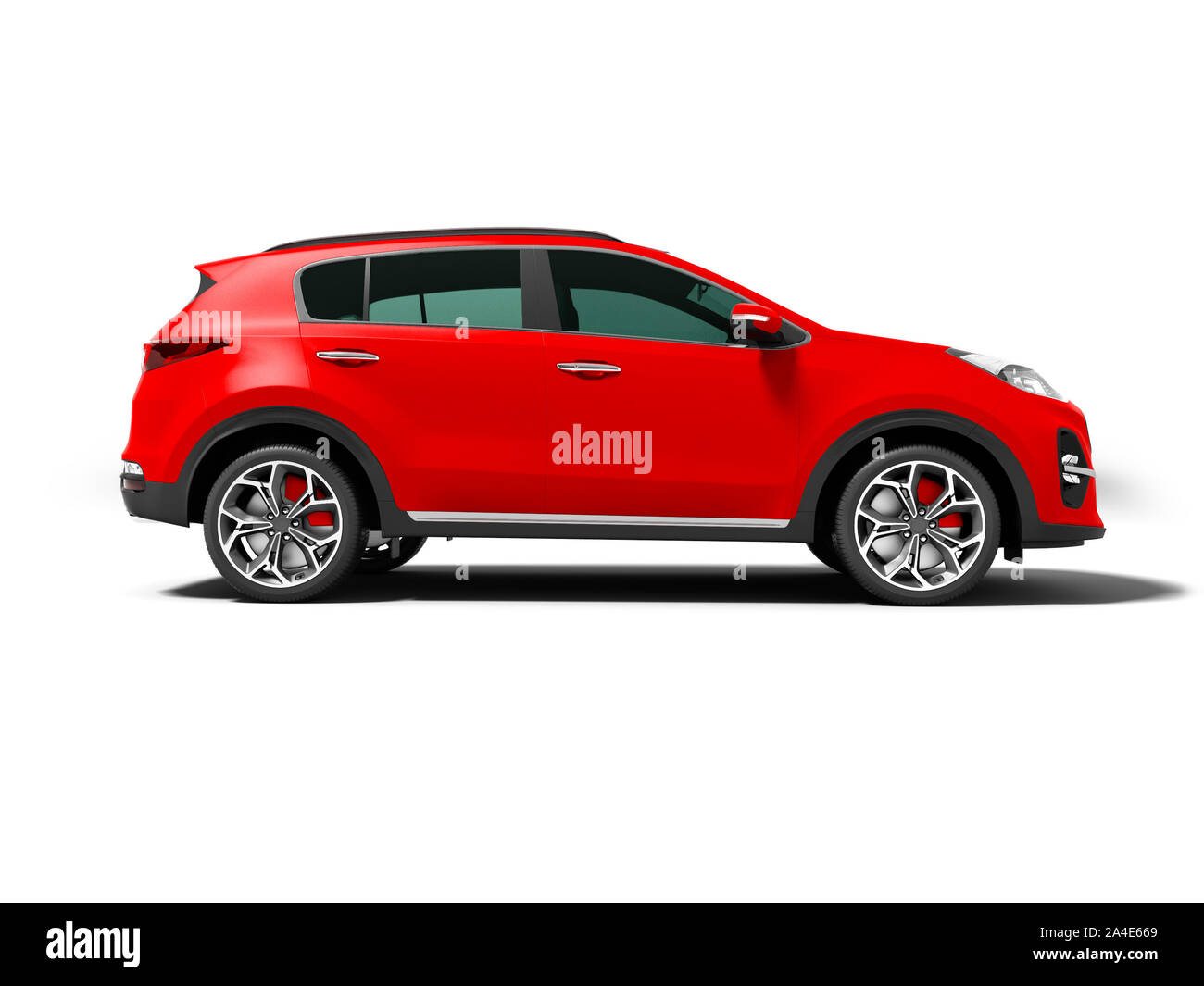 Modern red new car crossover for trips isolated 3d render on white ...