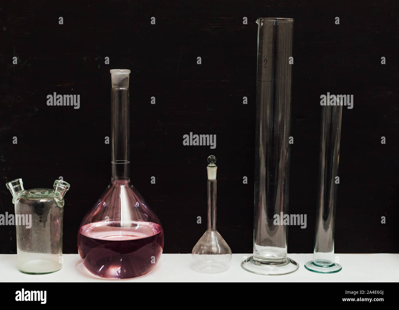 chemical laboratory containers for experiments scientific test Stock ...