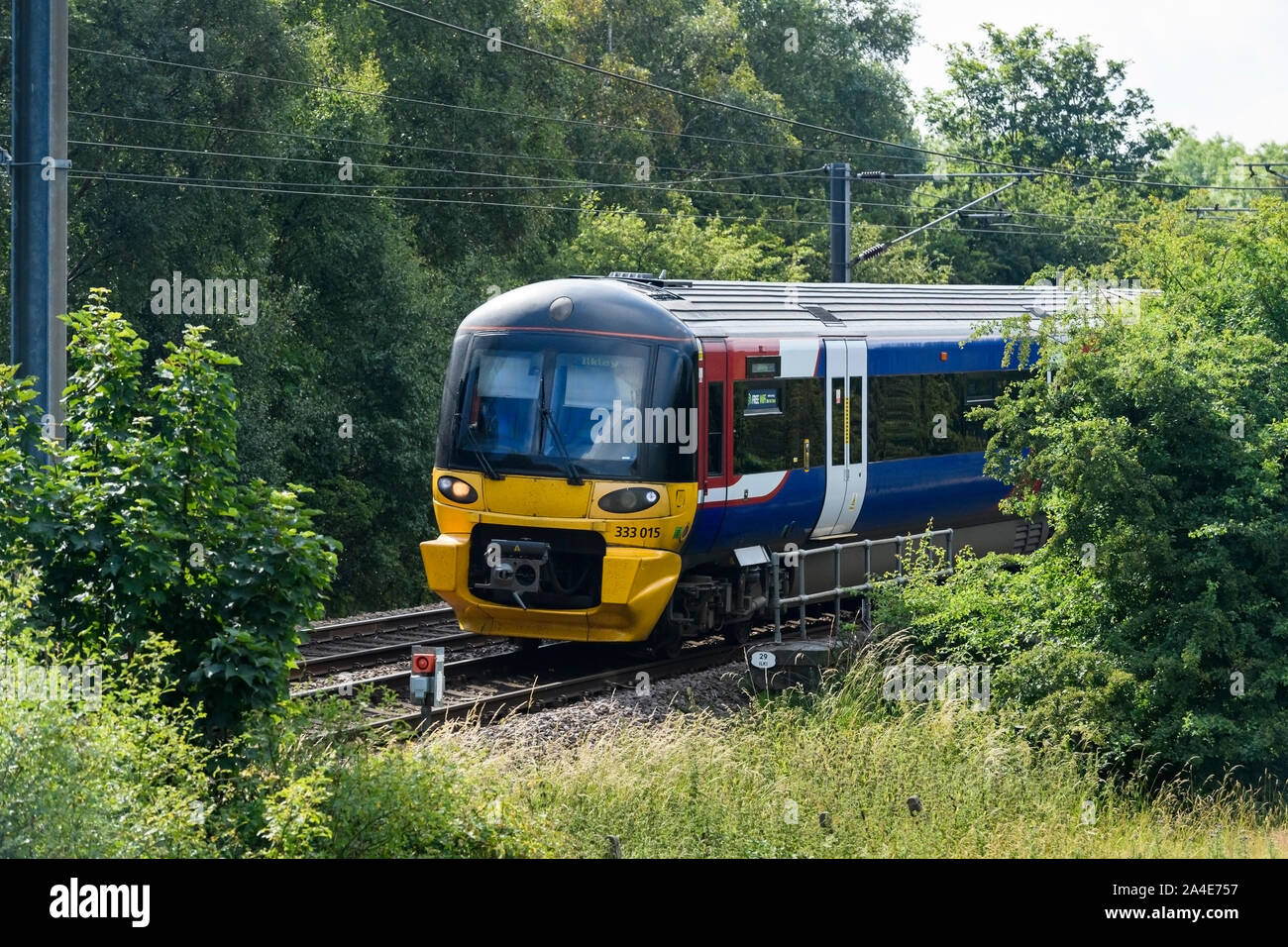 Northern rail passenger service train traveling, cab, railway tracks ...