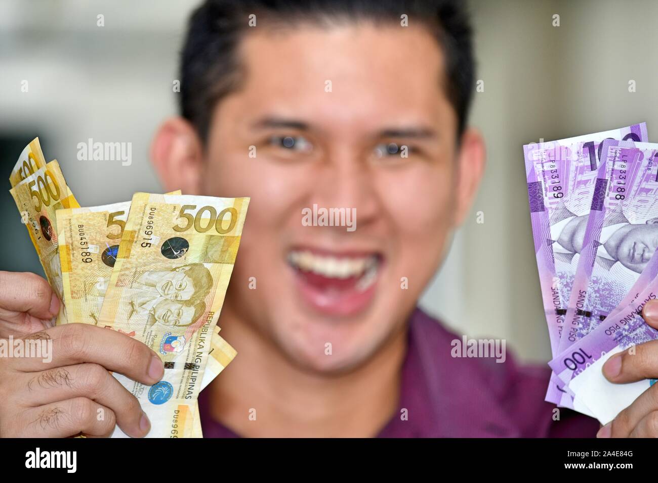 Handsome Male Counting Money Stock Photo - Alamy